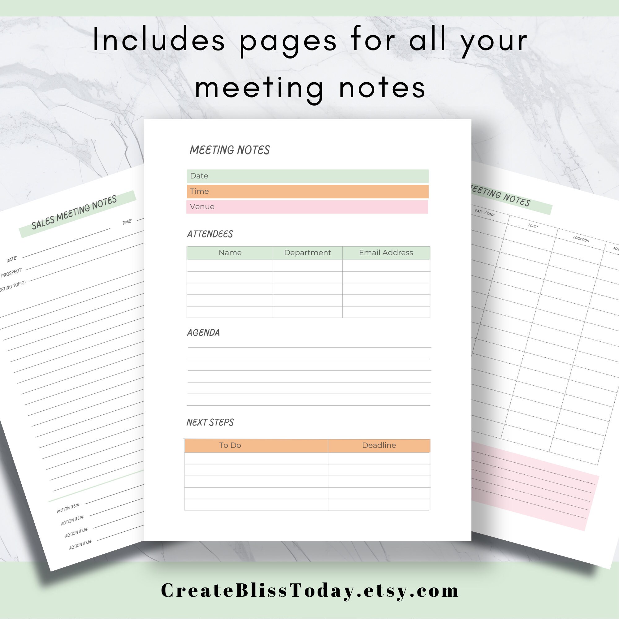 Printable Notes Paper, Notes Pages for Monthly Printable Planner, Lined ...