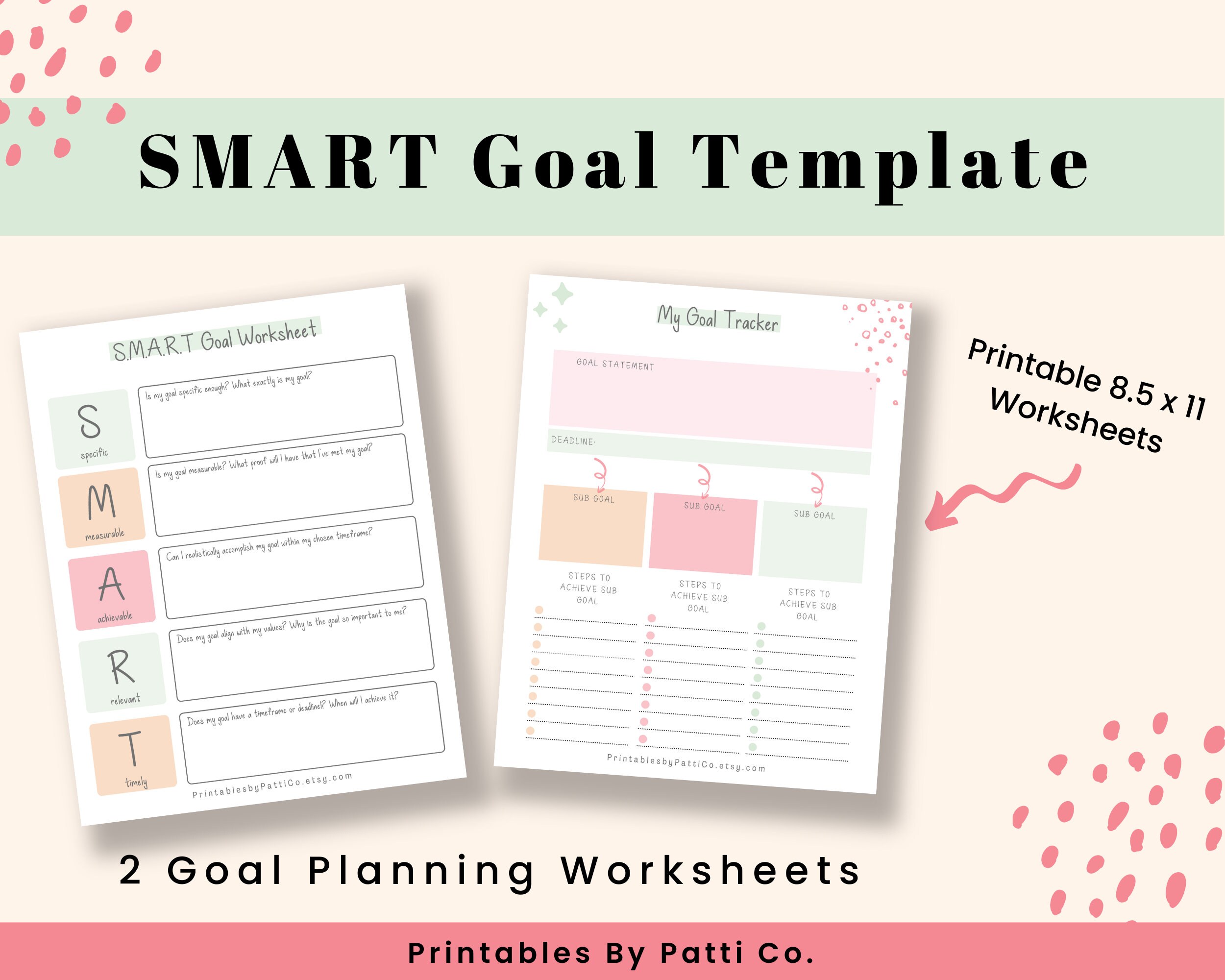SMART Goal Template, Goal Setting Printable, SMART Goal Planning, Goal ...