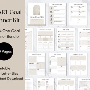 Goal Planner Bundle Printable, SMART Goals Template, Goal Planner Kit ...