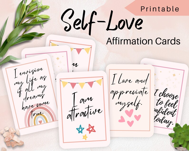 Self Love Affirmation Cards Printable Self Care Daily Encouragement