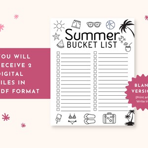 Summer Bucket List, Bucket List Template, Summer Checklist, Fun Summer ...