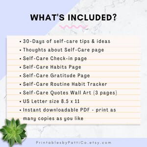 Self-care Checklist Printable, Self-care Planner, Selfcare Kit ...