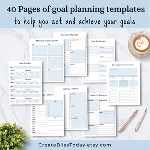 Goal Planner Bundle Printable, SMART Goals Template, Vision Board ...