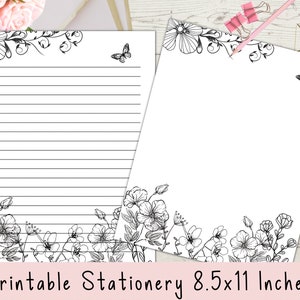 Printable Floral Stationery 8.5x11, Writing Paper, Printable Letter ...