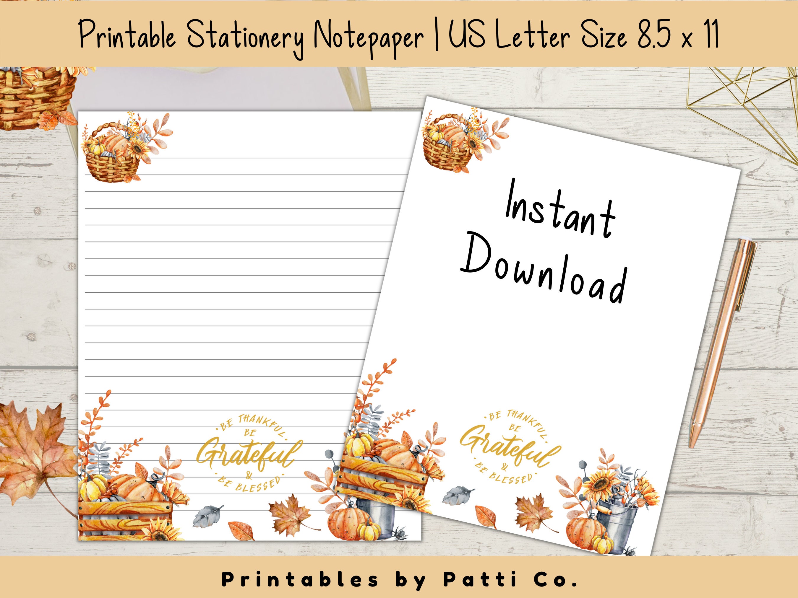 Printable Thanksgiving Stationery 8.5x11 Writing Paper - Etsy
