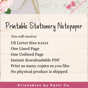 Printable Floral Stationery 8.5x11, Writing Paper, Printable Letter ...