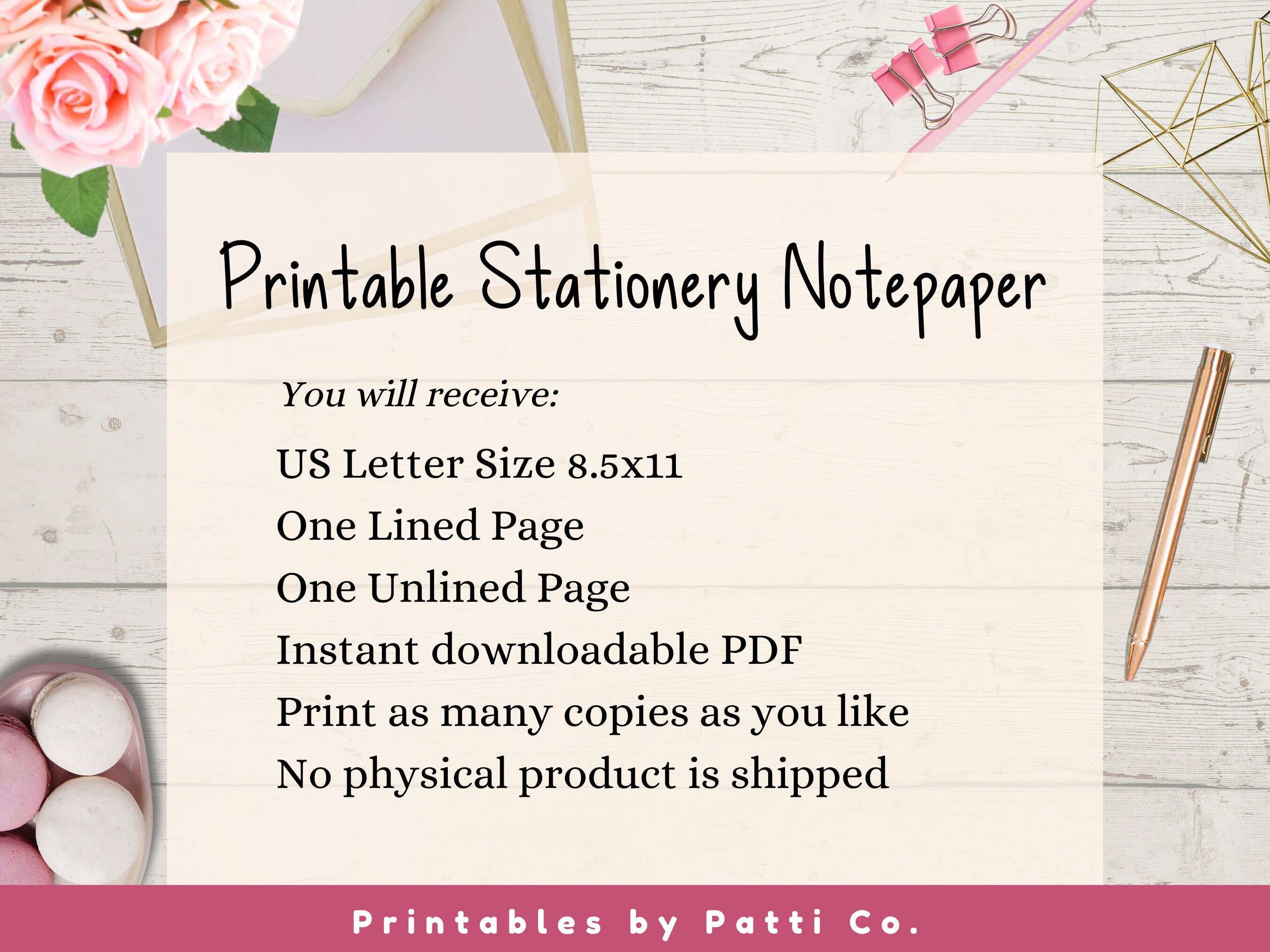 Printable Floral Stationery 8.5x11, Writing Paper, Printable Letter ...