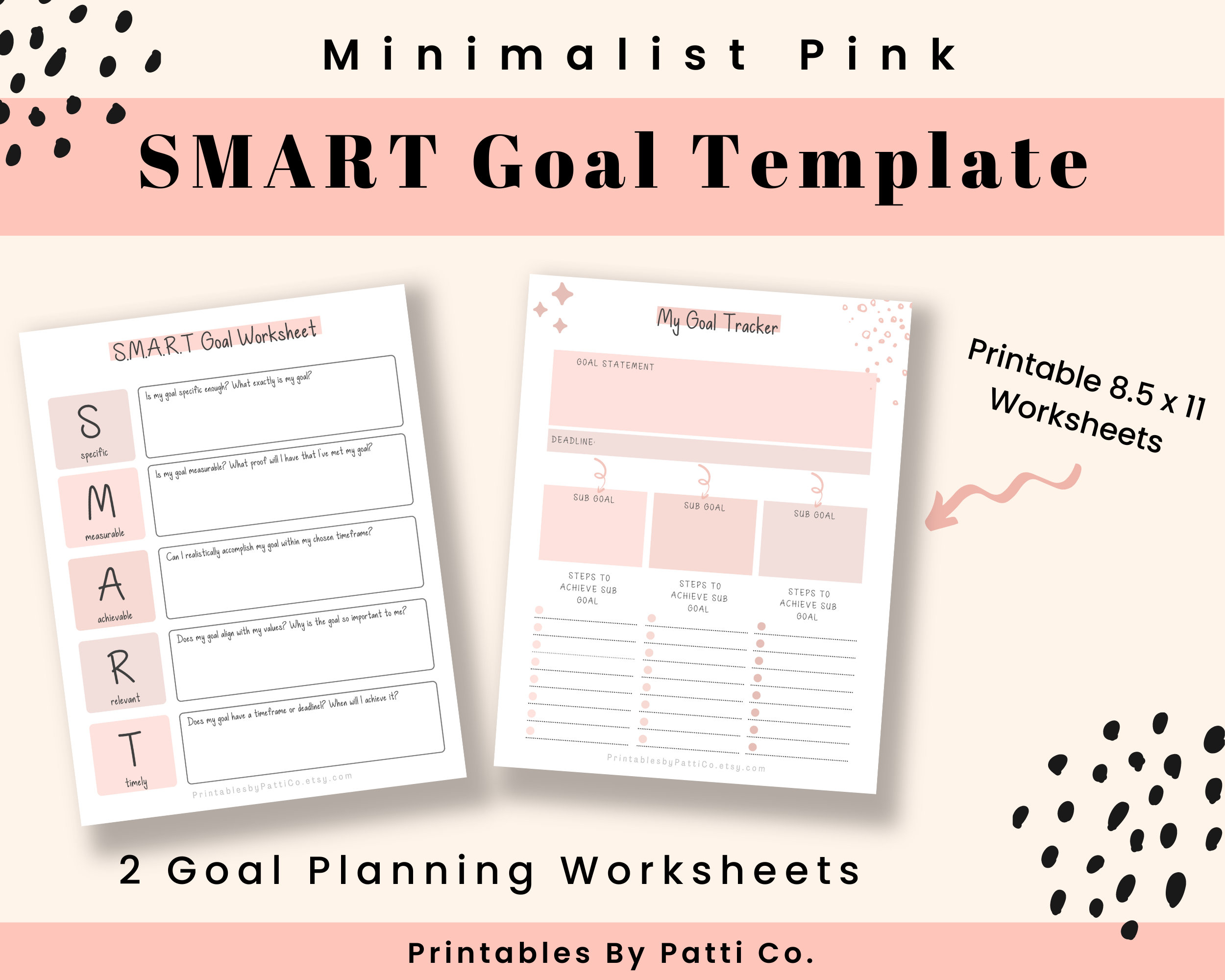 SMART Goal Template, Goal Setting Printable, SMART Goal Planning, Goal ...