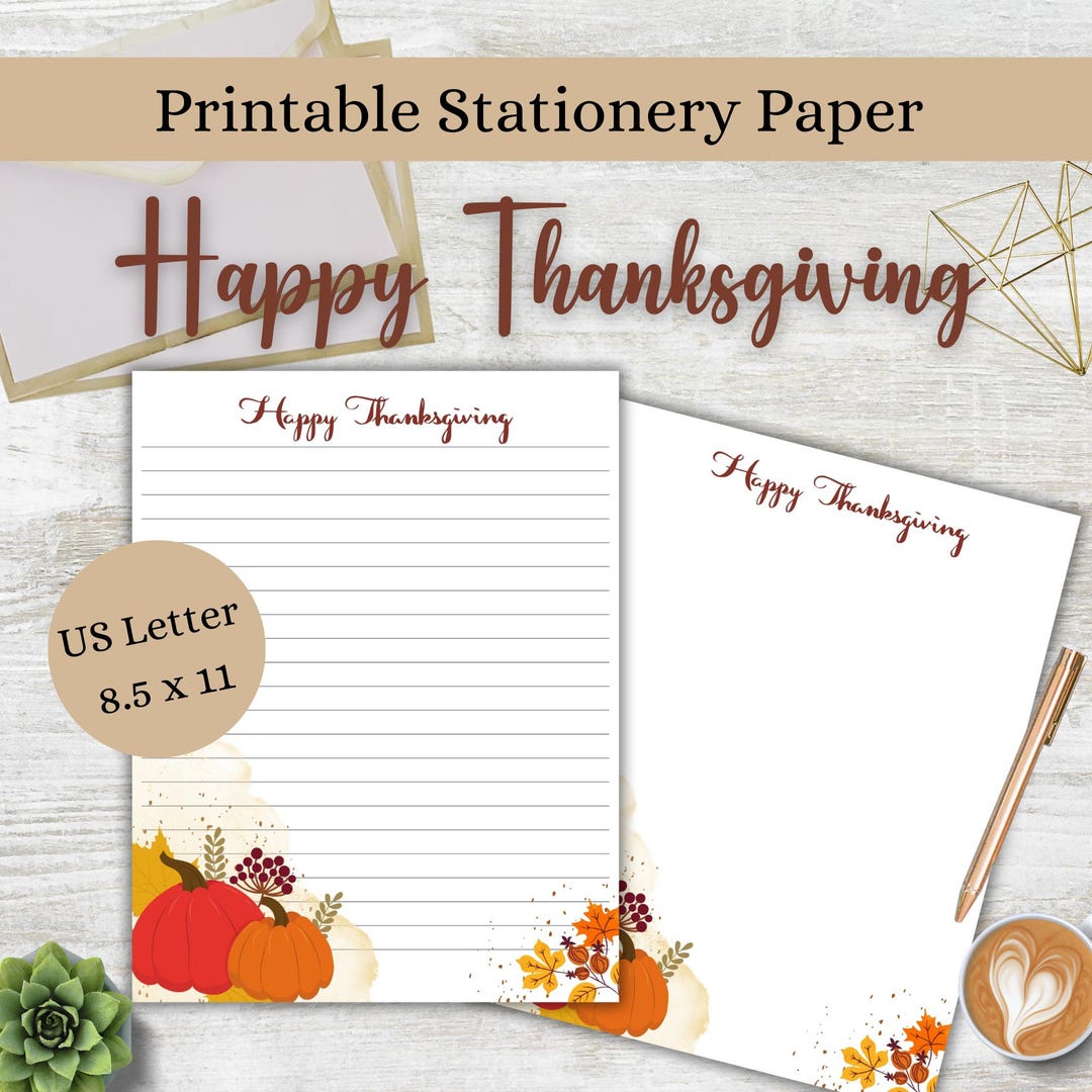 Thanksgiving Stationery Set, Lined & Unlined Letter Writing Paper (PDF ...
