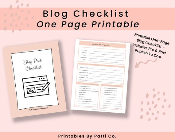 Blog Post Checklist Printable PDF SEO Checklist for Blog Posts - Etsy