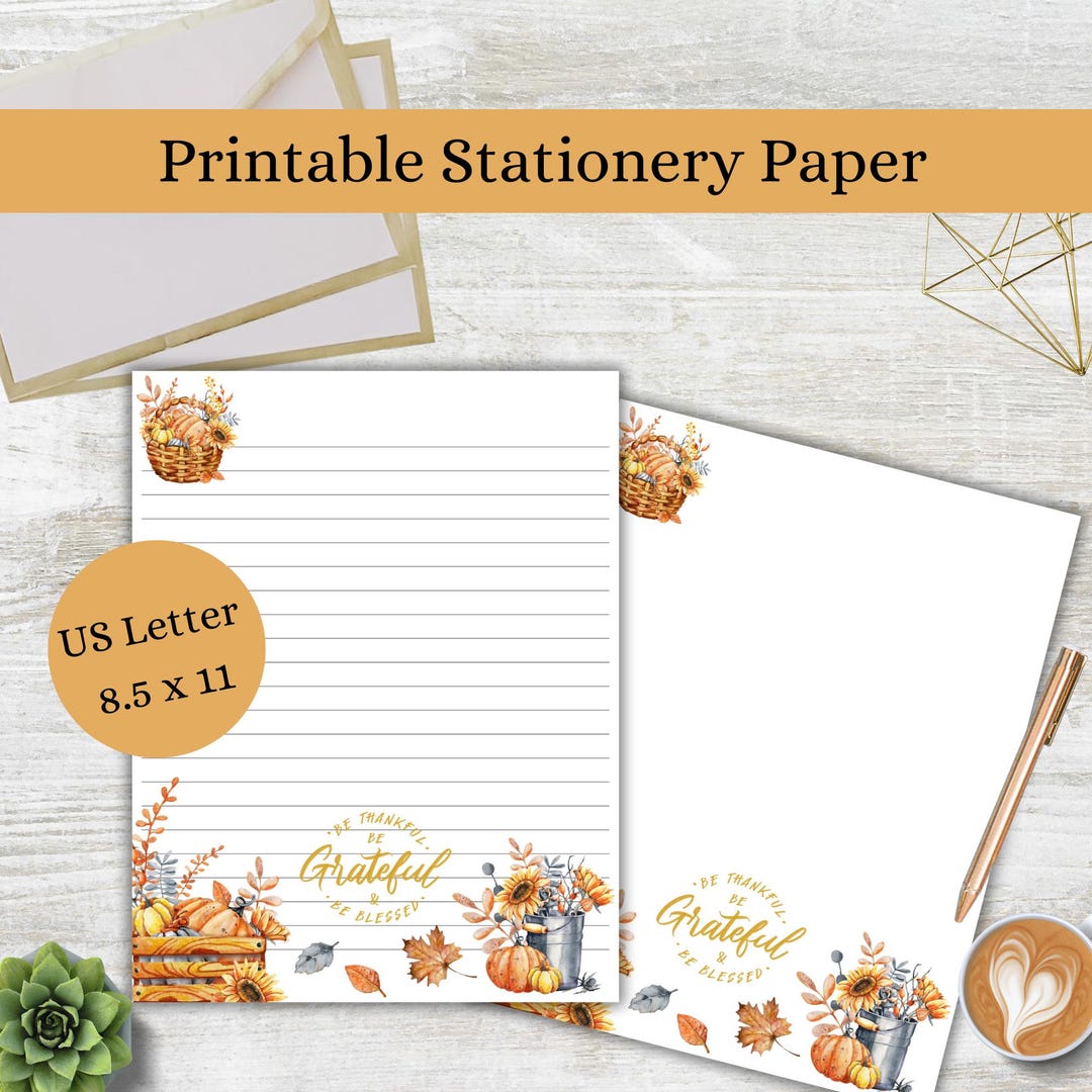 Printable Thanksgiving Stationery 8.5x11, Writing Paper, Printable ...