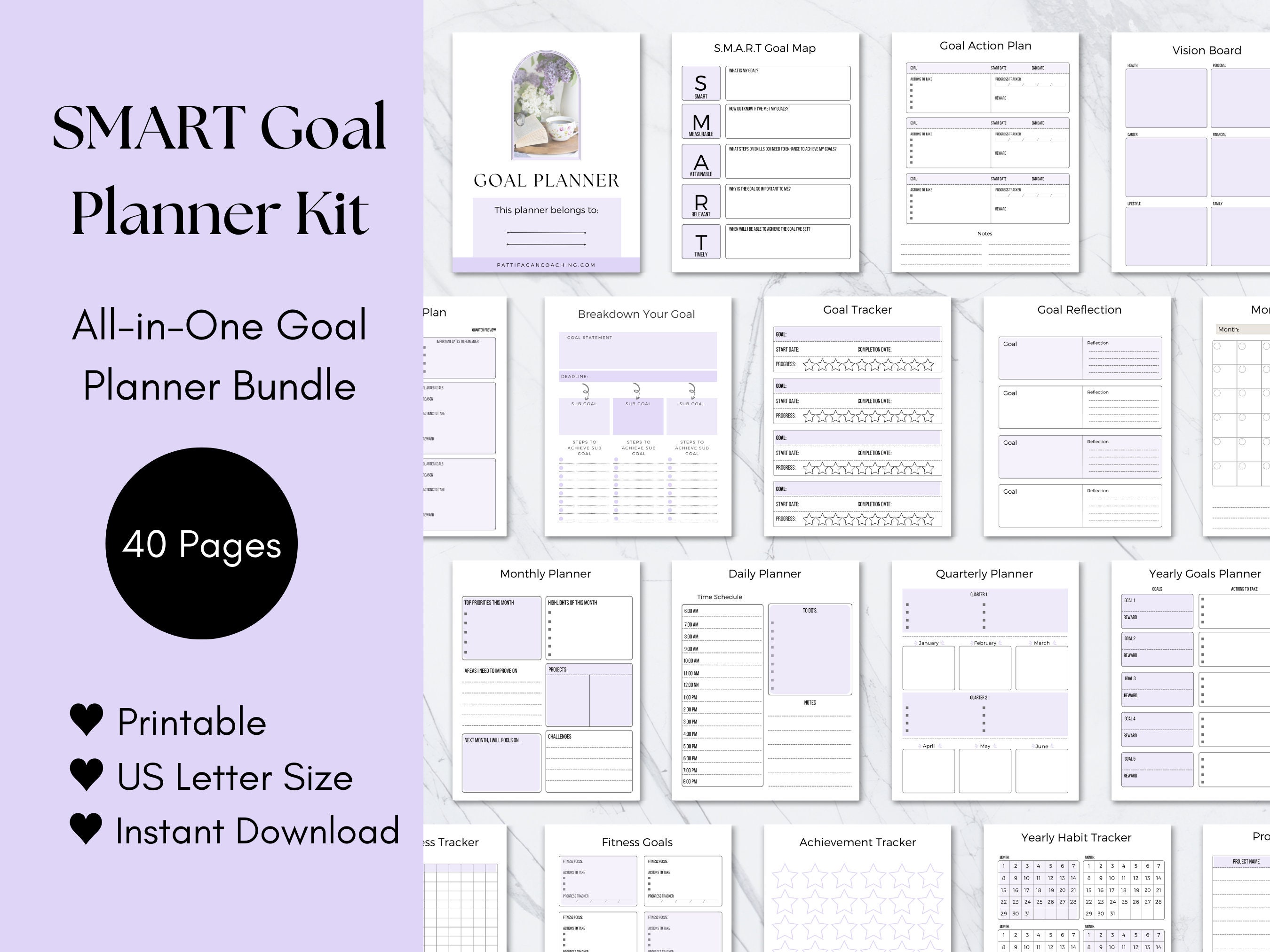 Goal Planner Bundle Printable, SMART Goals Template, Goal Planner Kit ...