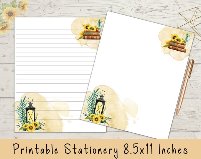 Sunflower Printable Stationery / Flower Printable Stationary Paper ...