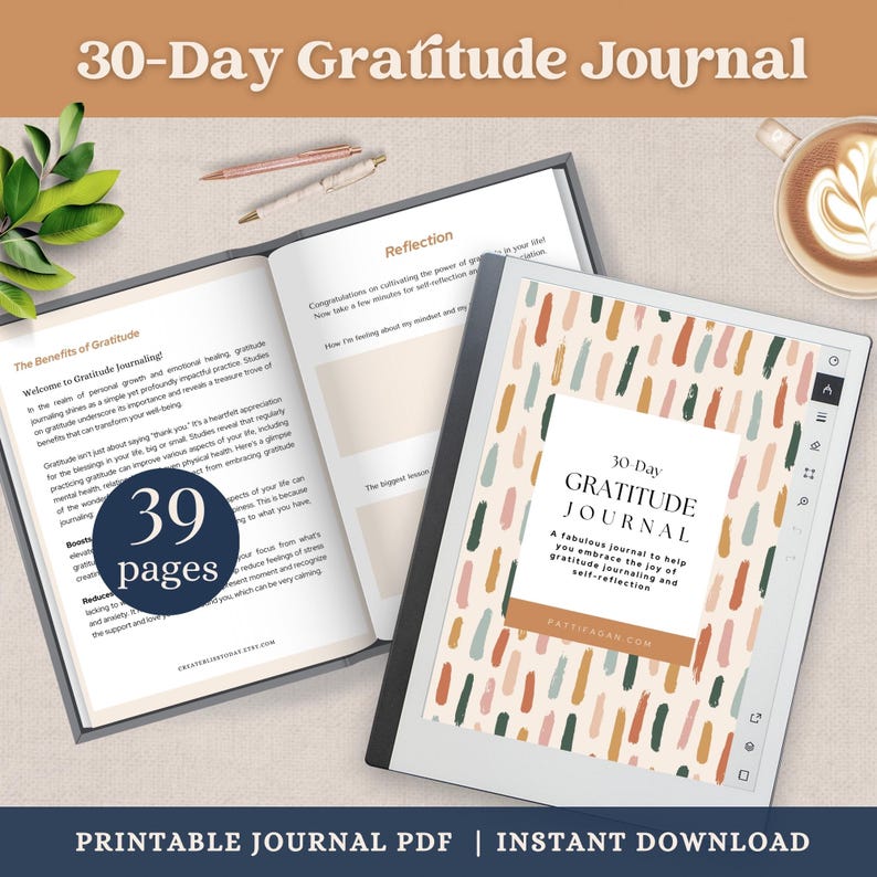 30 Days of Gratitude Journal Printable, Daily Reflection, Mindfulness ...