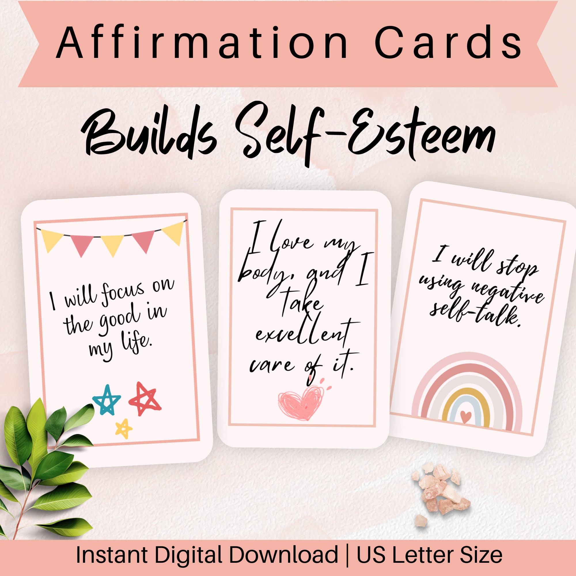 Self Love Affirmation Cards Printable, Self Care, Daily Encouragement ...
