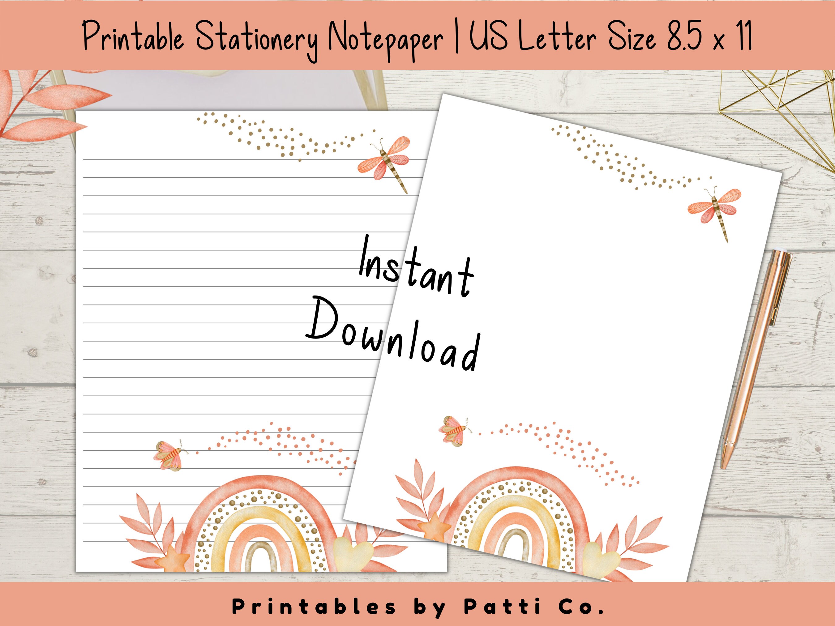 Printable Autumn Boho Stationery 8.5x11 Writing Paper - Etsy