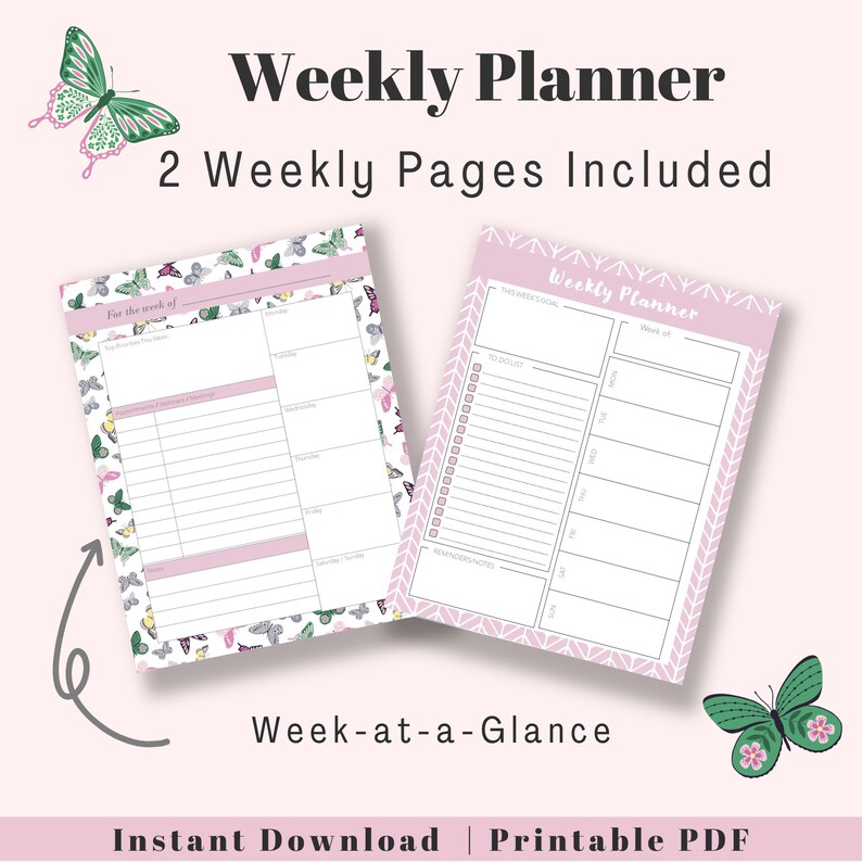 Weekly Agenda & to Do List Instant Download Printable Week at a Glance ...
