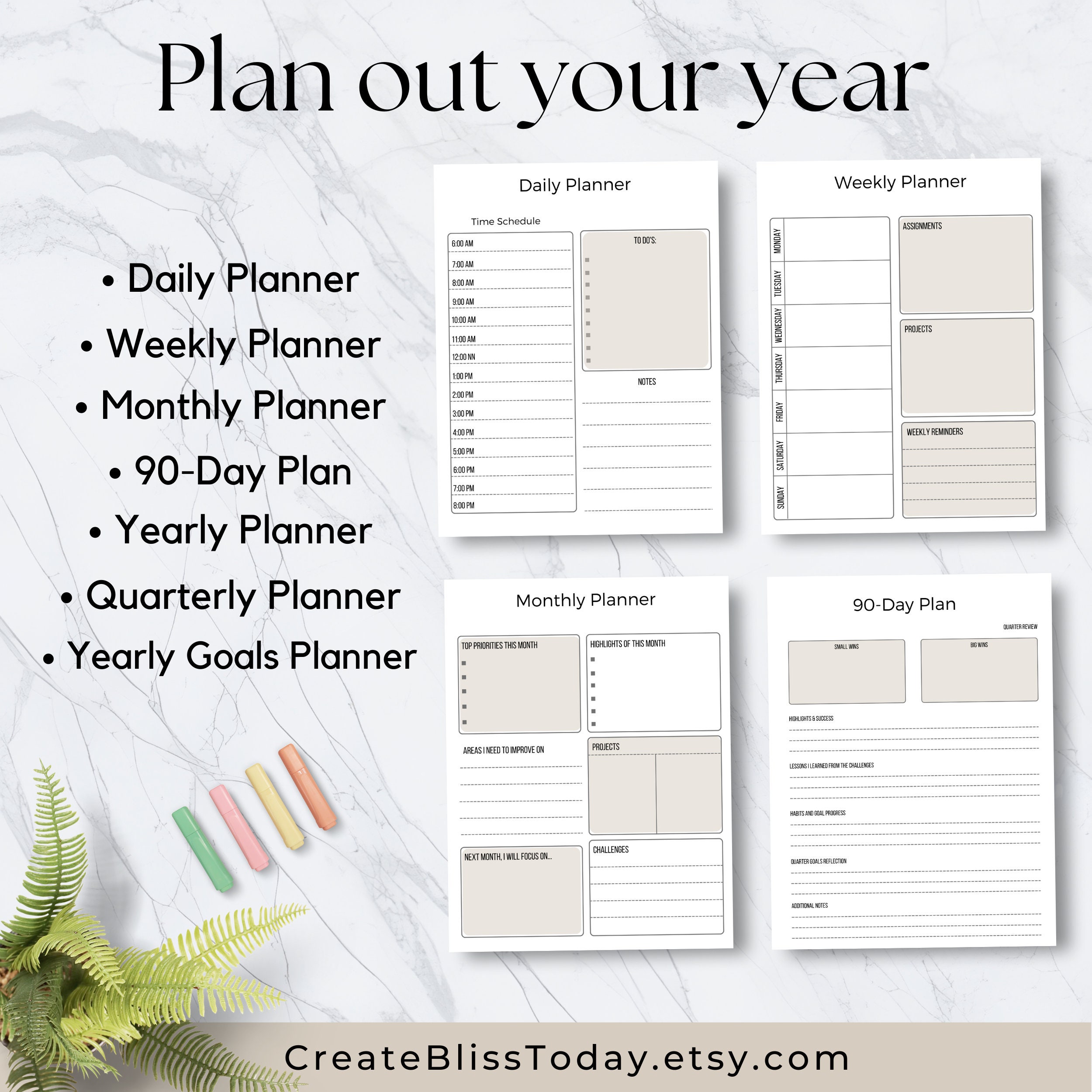 Goal Planner Bundle Printable, SMART Goals Template, Goal Planner Kit ...