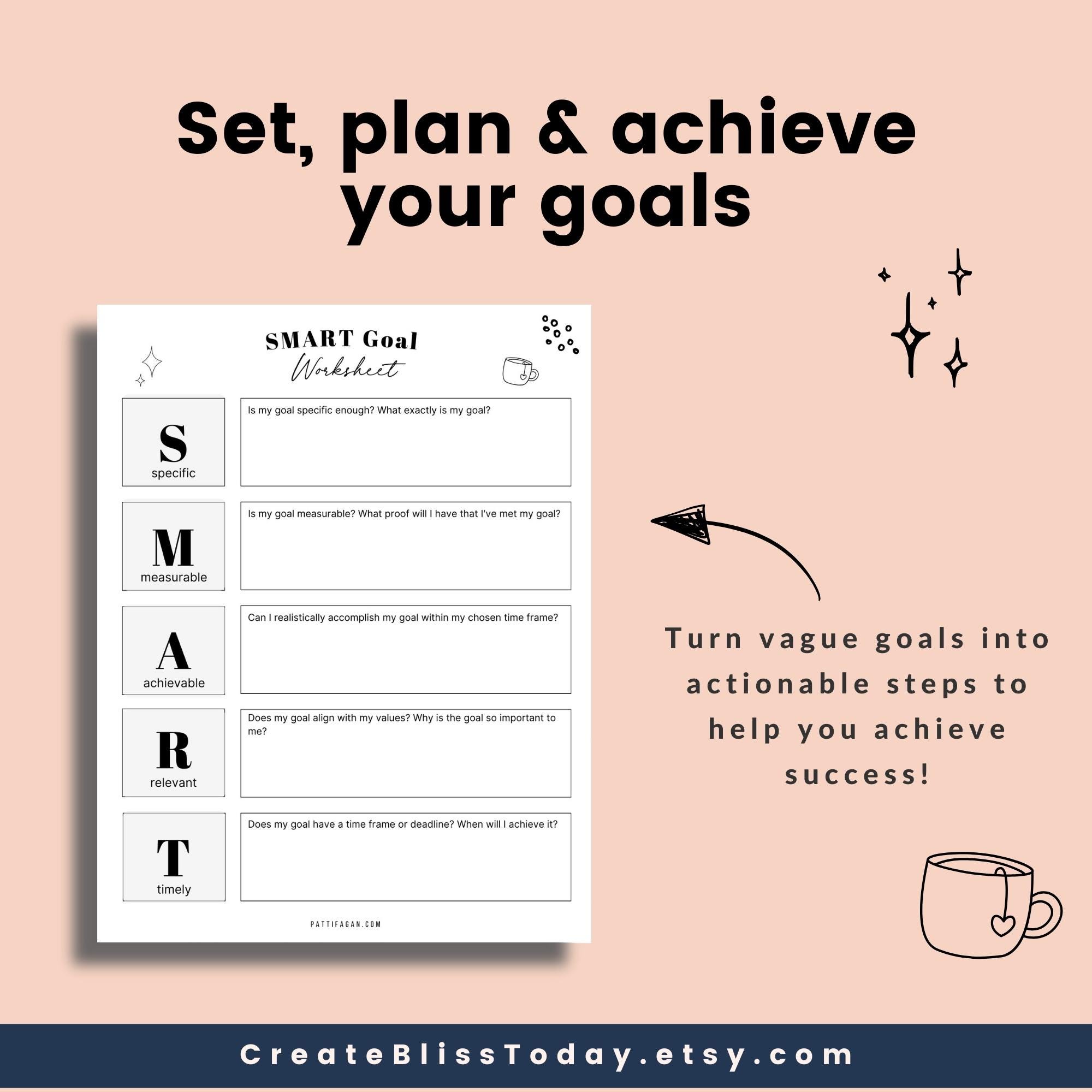 SMART Goal Template, Goal Setting Kit, New Year, SMART Goals Tracker ...