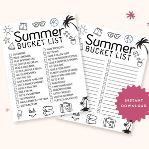 Summer Bucket List, Bucket List Template, Summer Checklist, Fun Summer ...