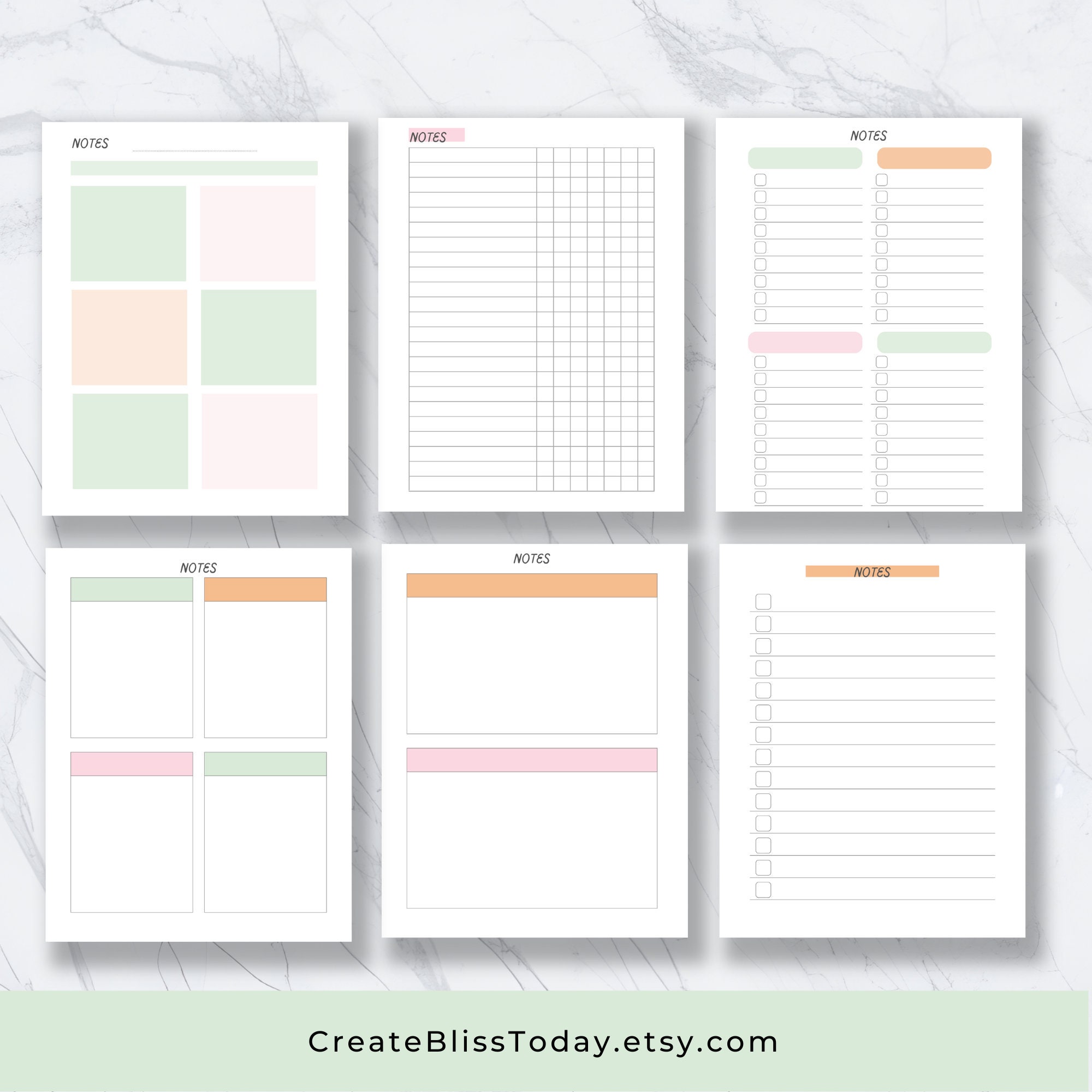 Printable Notes Paper, Notes Pages for Monthly Printable Planner, Lined ...