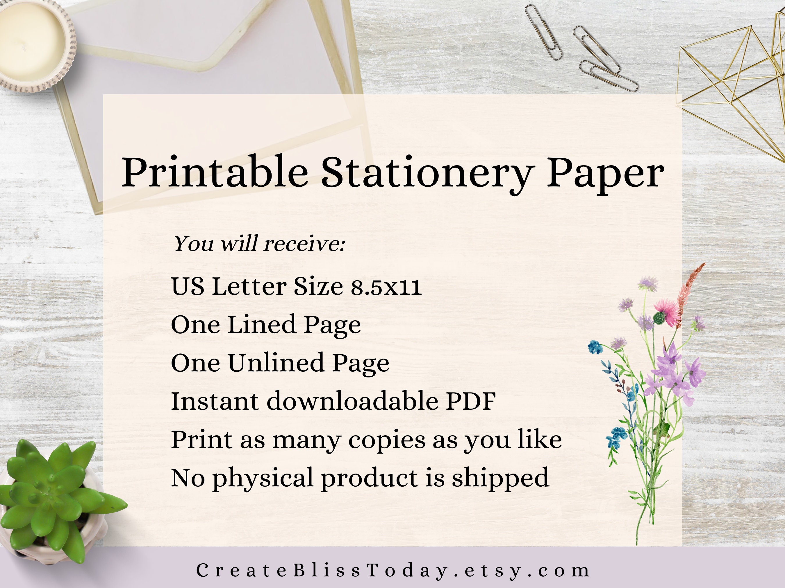 Stationery Paper, Printable Writing Paper, Printable Letter Paper ...
