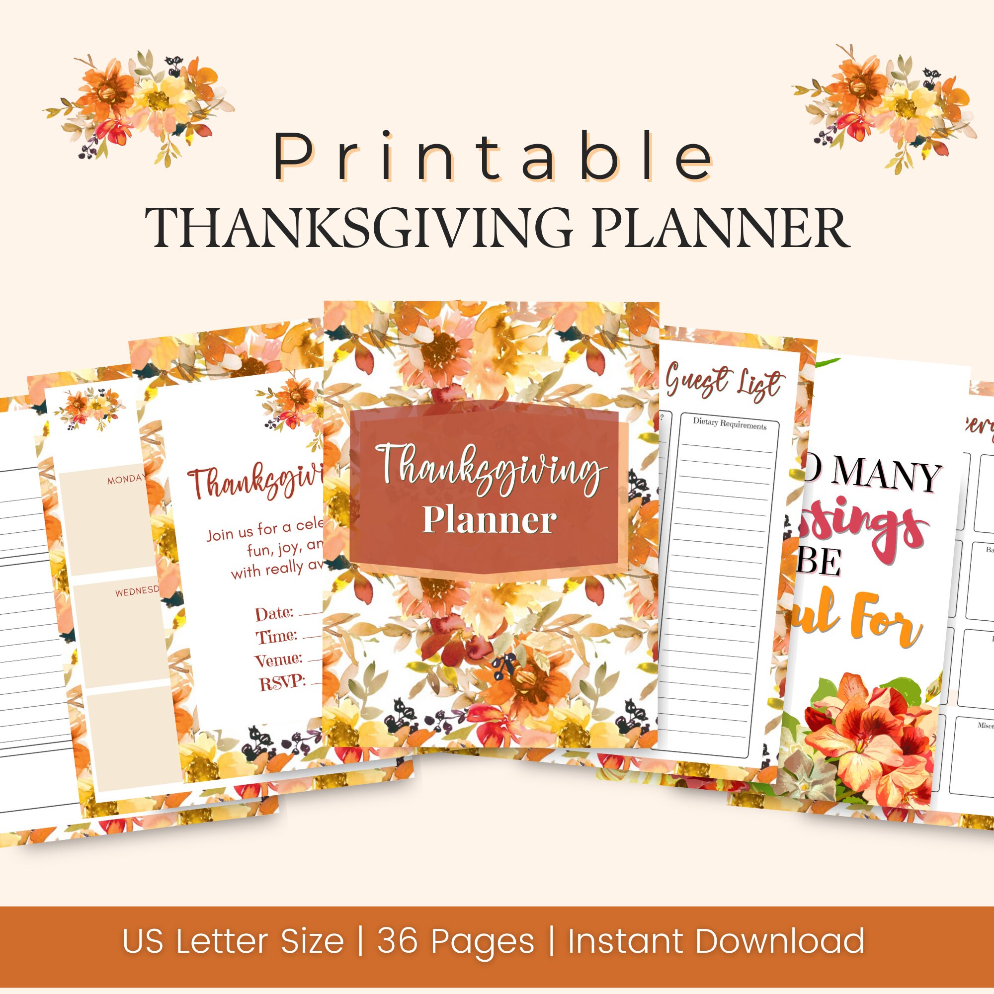 Thanksgiving Planner Printable, Thanksgiving Planner Insert ...