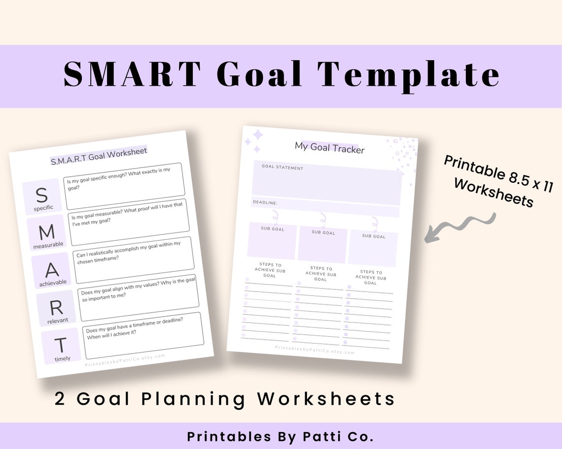 SMART Goal Template, Goal Setting Printable, SMART Goal Planning, Goal ...