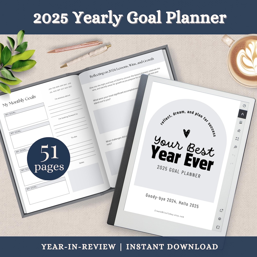 2025 Year-in-review, Goal Setting Planner, Self-reflection Journal, New ...