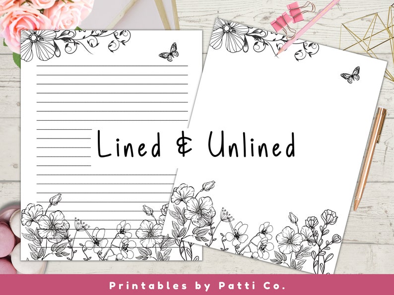 Printable Floral Stationery 8.5x11, Writing Paper, Printable Letter ...