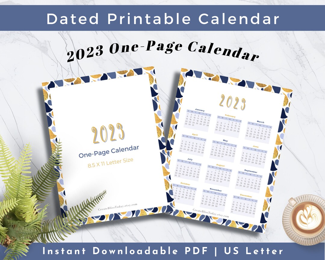 2023 Printable Calendar, at a Glance, One Page Calendar, 2023 Year ...