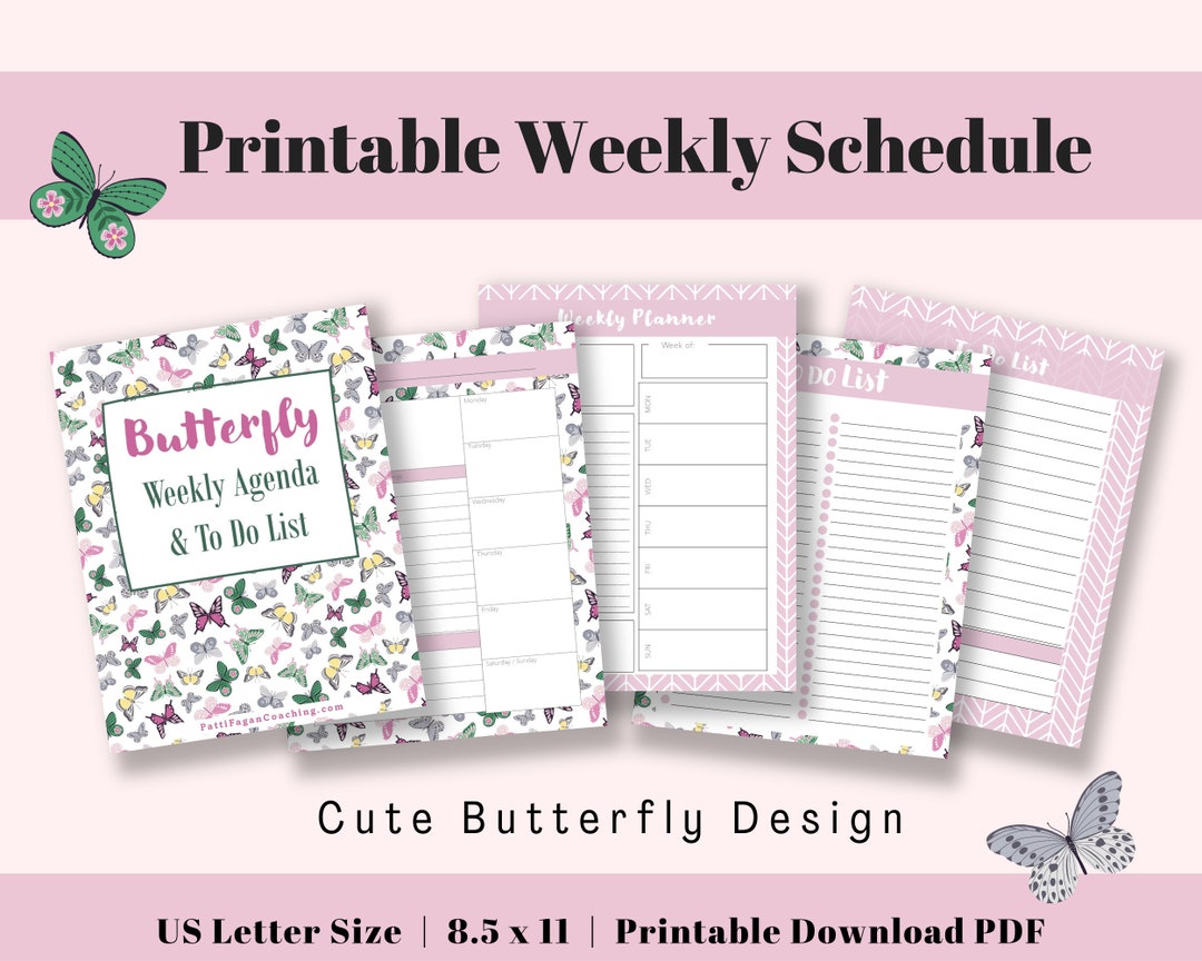 Weekly Agenda & to Do List Instant Download Printable Week at a Glance ...
