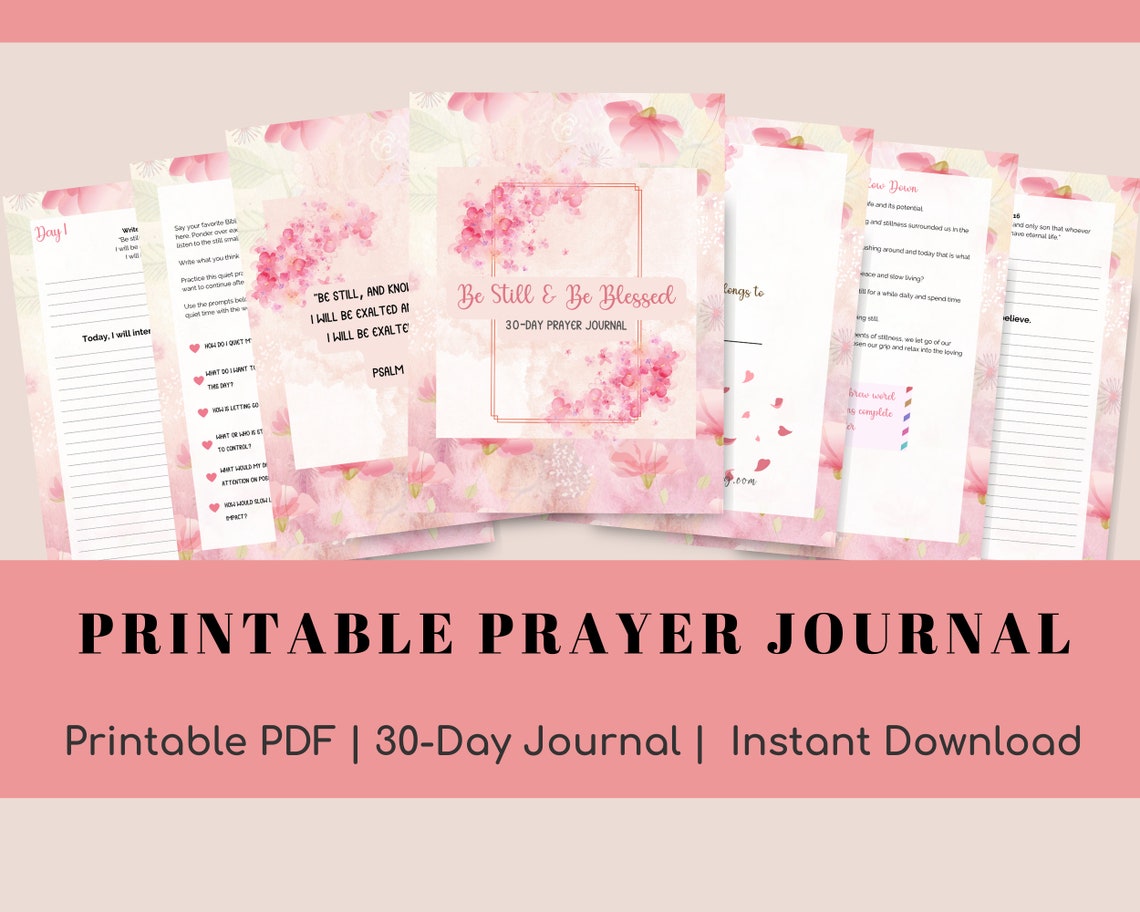 30 Day Prayer Journal Printable Be Still Prayer Journal 30 Etsy