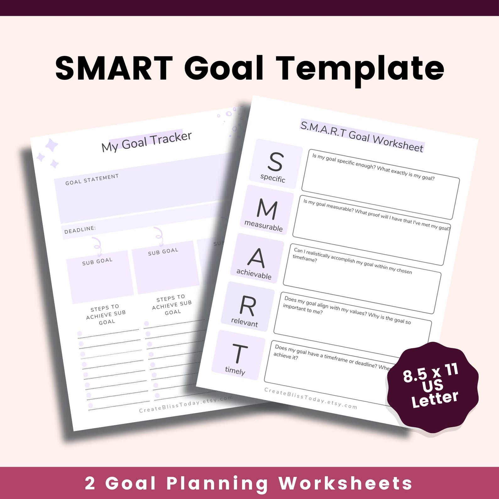 SMART Goal Template, Goal Setting Printable, Goal Planning, Goal ...
