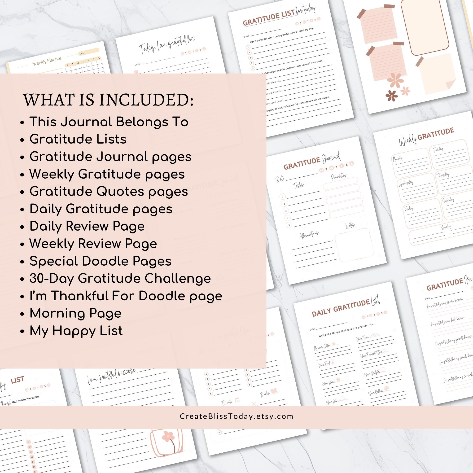 Printable Gratitude Journal, Daily Self-reflection Prompts Notebook ...