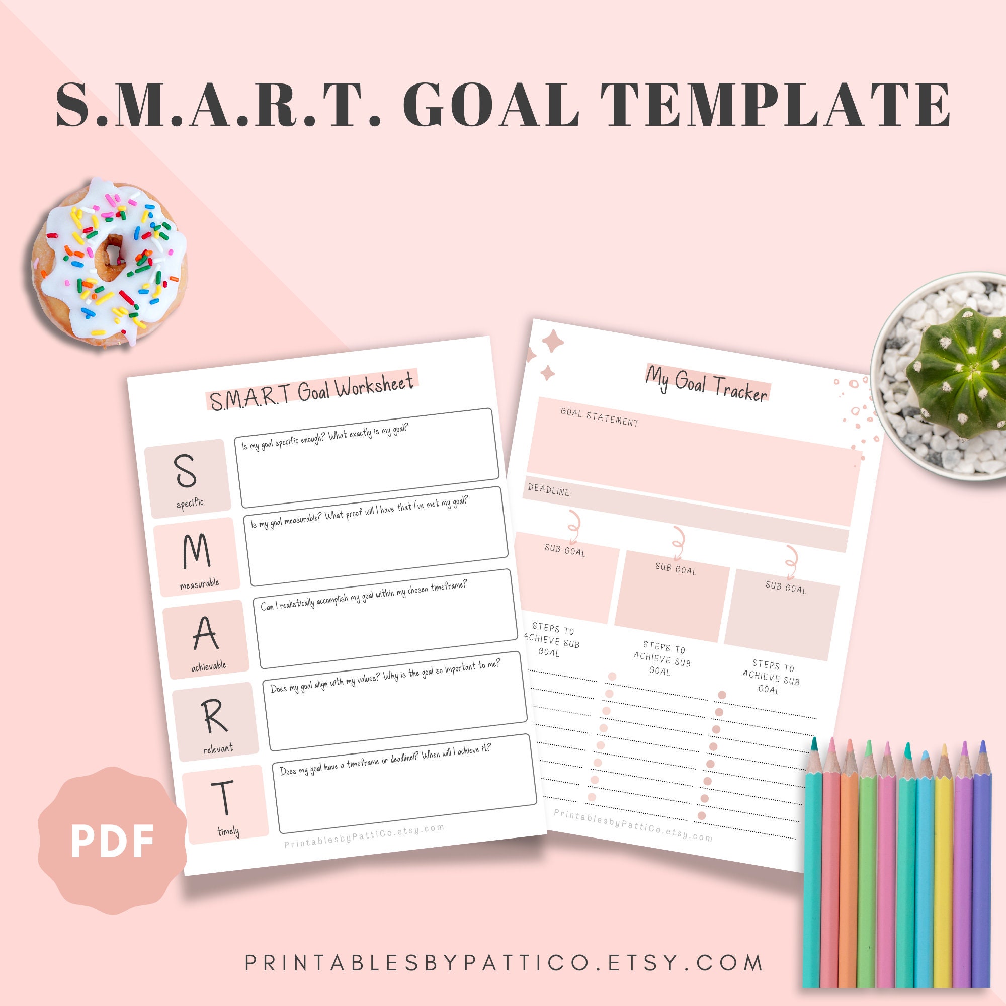 SMART Goal Template, Goal Setting Printable, SMART Goal Planning, Goal ...