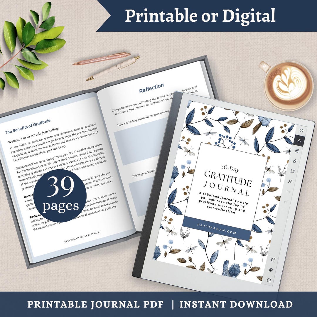 Gratitude Journal Printable: Daily Self-reflection Digital Planner (PDF ...