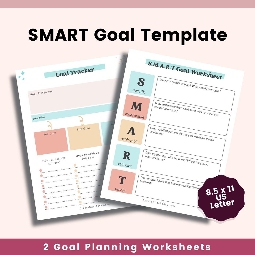 SMART Goal Planner Template, Goals Habits Tracker (letter Size) (PDF ...