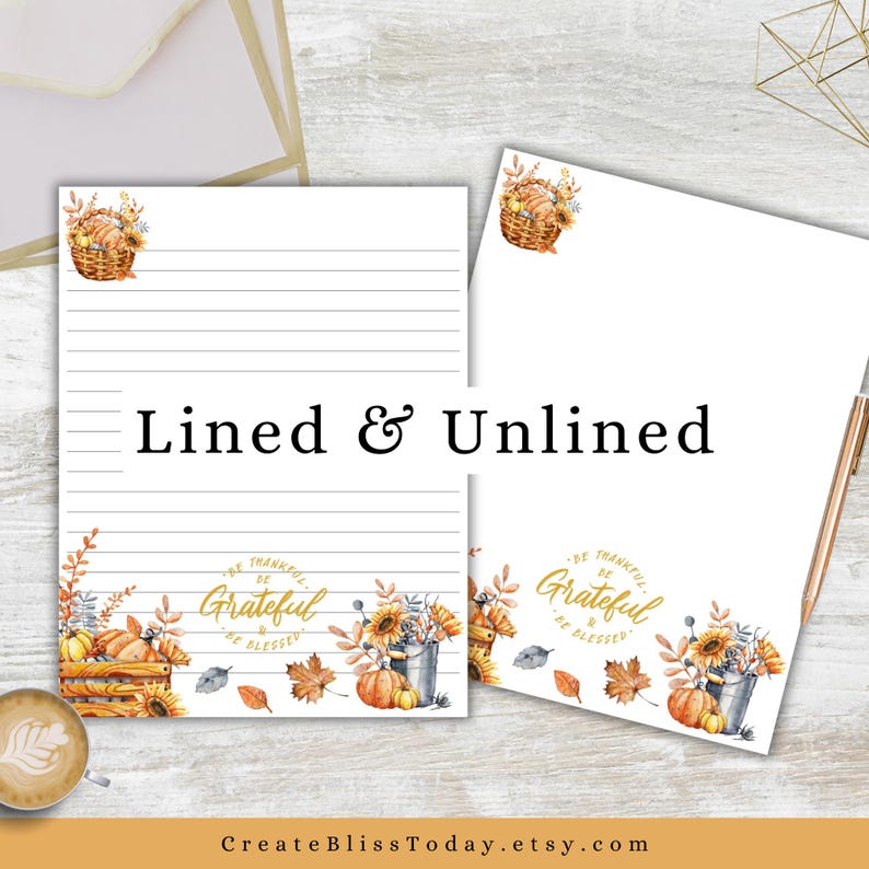 Printable Thanksgiving Stationery 8.5x11, Writing Paper, Printable ...