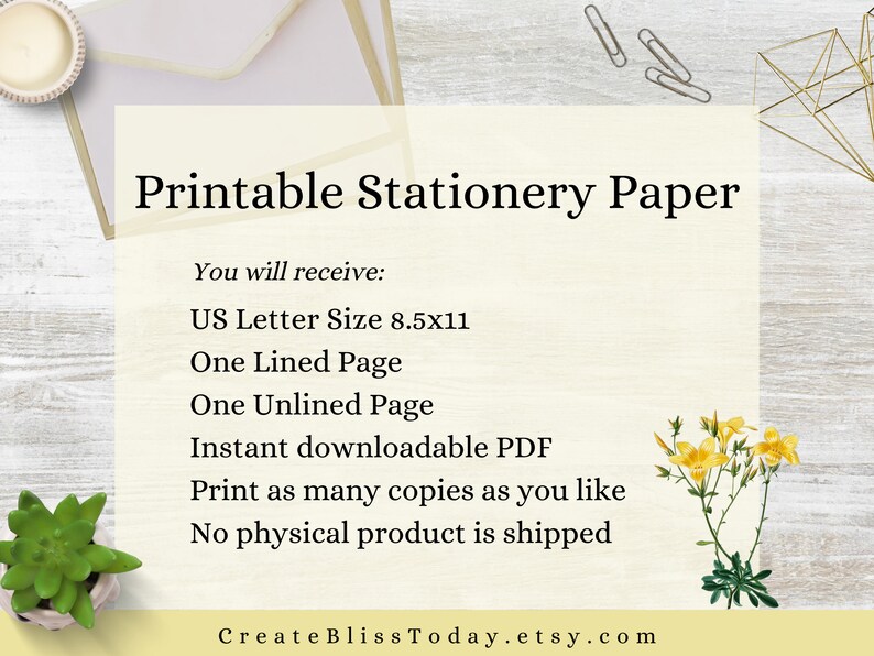 Stationery Paper, Printable Writing Paper, Printable Letter Paper ...