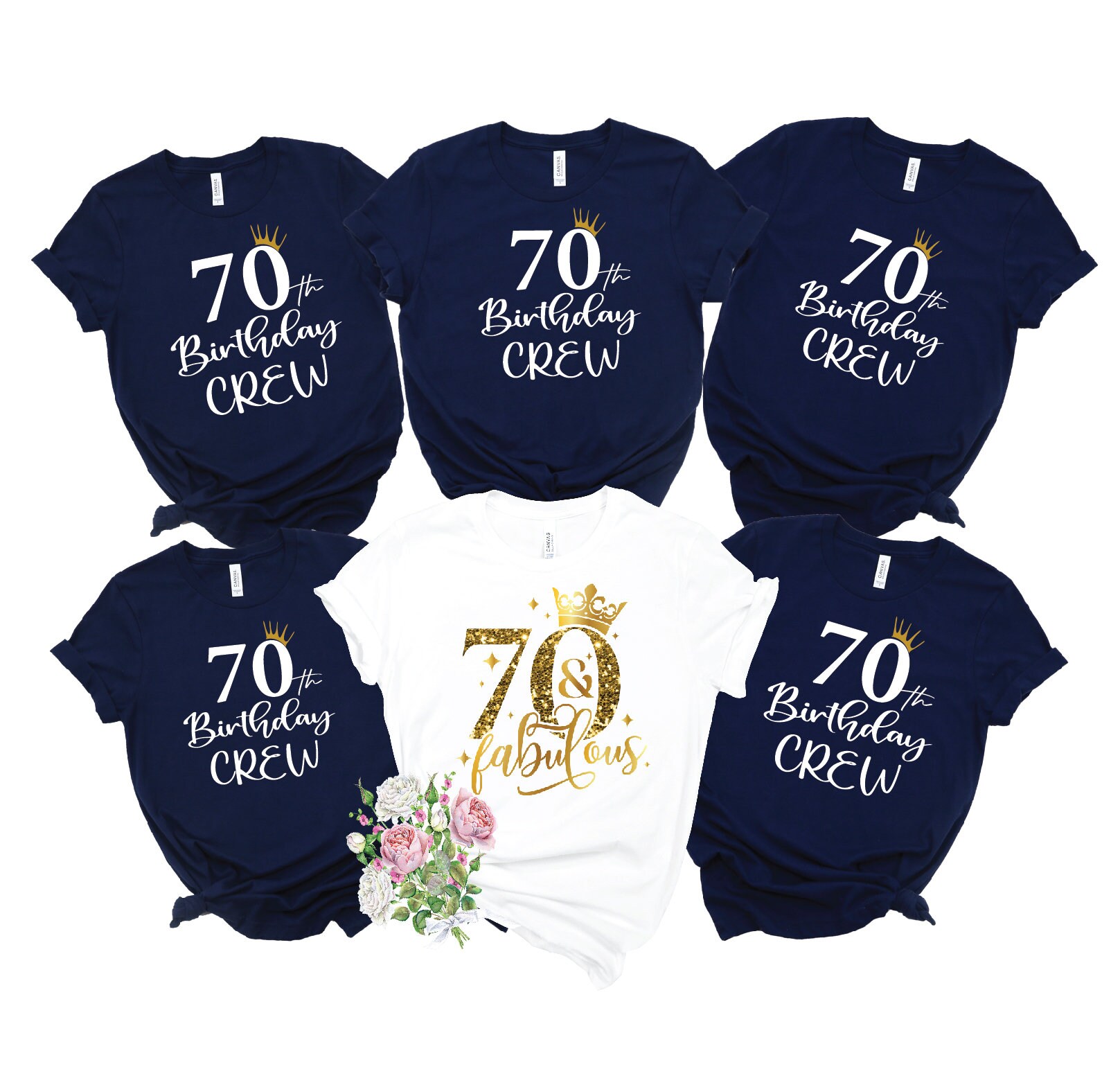 70 and Fabulous Birthday Shirt, 70th Birthday Crew Shirts, Birthday ...