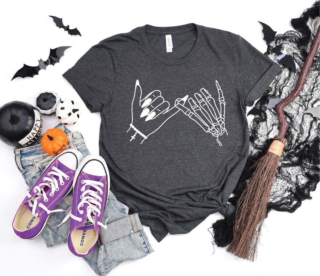 Skeleton Hands Pinky Promise Shirt: Funny Halloween Grunge Tee - Etsy