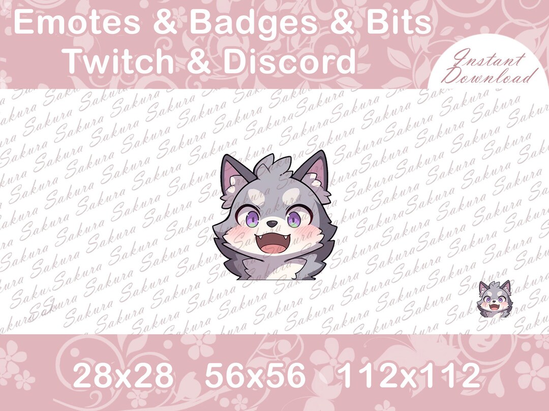 Cute Wolf Emote for Streamers | Happy Smiling Wolf | Wolf Emotes | Wolf ...
