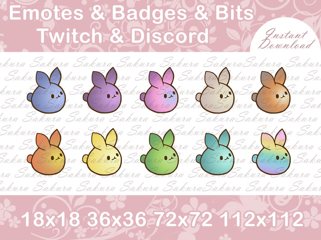 Twitch & Discord Emote Badge Bit Cute Rabbit Bunny - Etsy