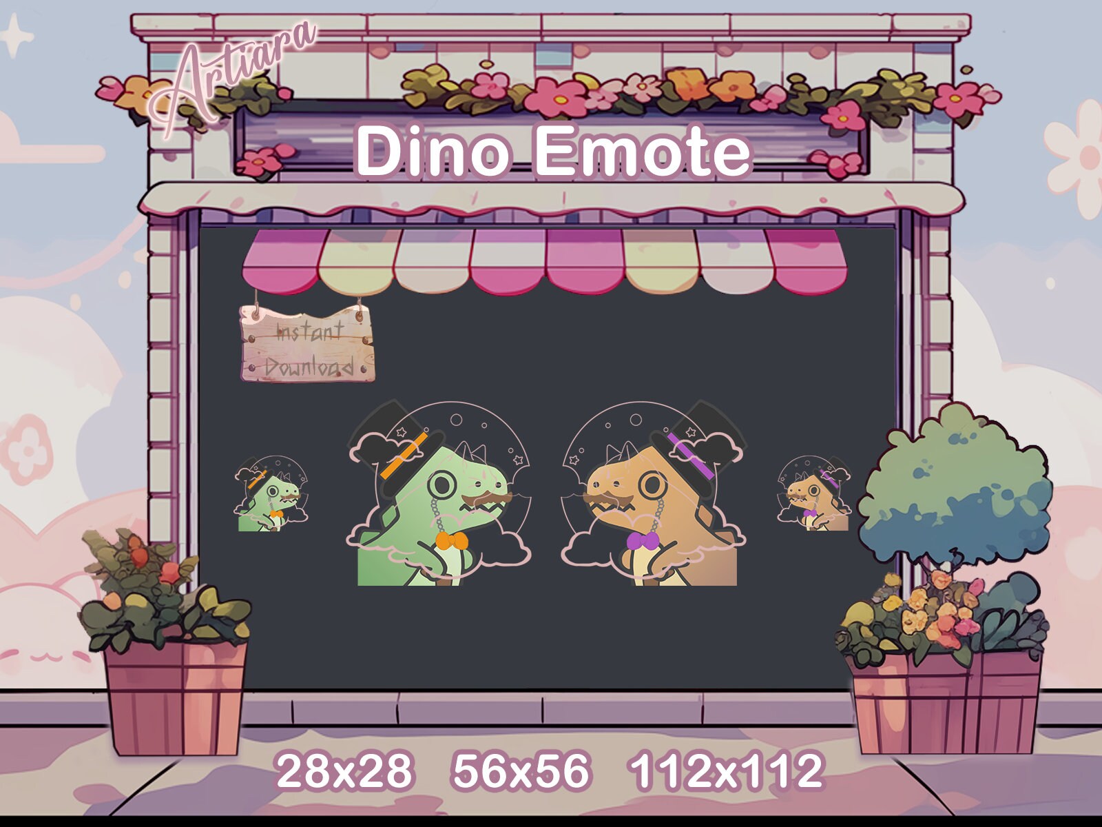 Dapper Dino Emotes for Streamers and Discord 4 Emotes Tea Time ...