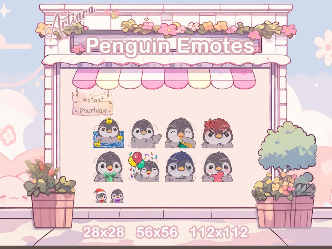 Eight 8 Penguin Emotes for Streamers / Penguin Emote Package / Twitch ...