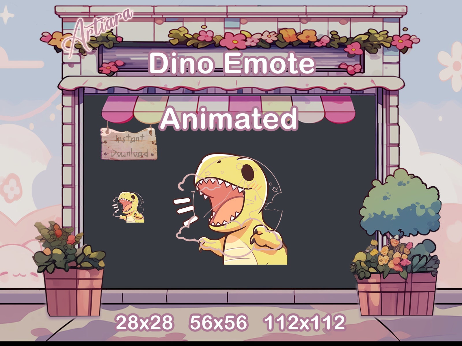 Animated Yellow Dino Emote for Streamers and Discord | Yellow Trex ...