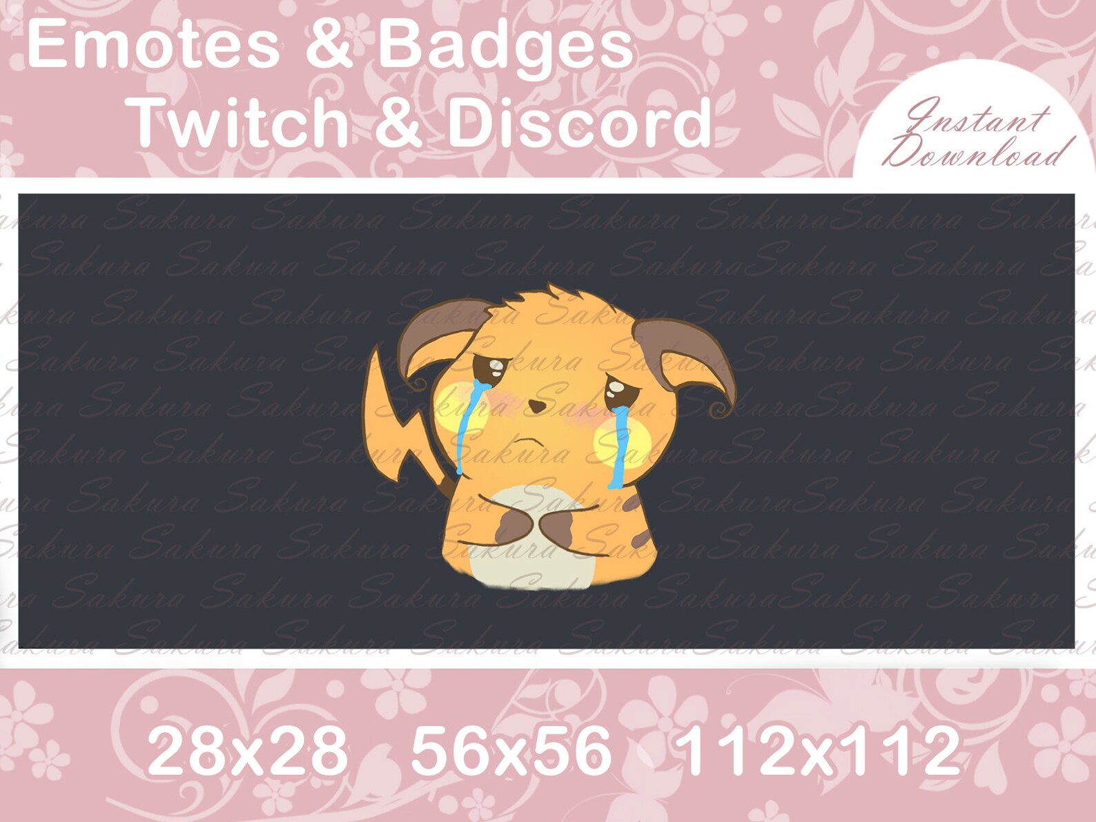 Twitch & Discord Emote Raichu Cry Sad Pokemon - Etsy Australia