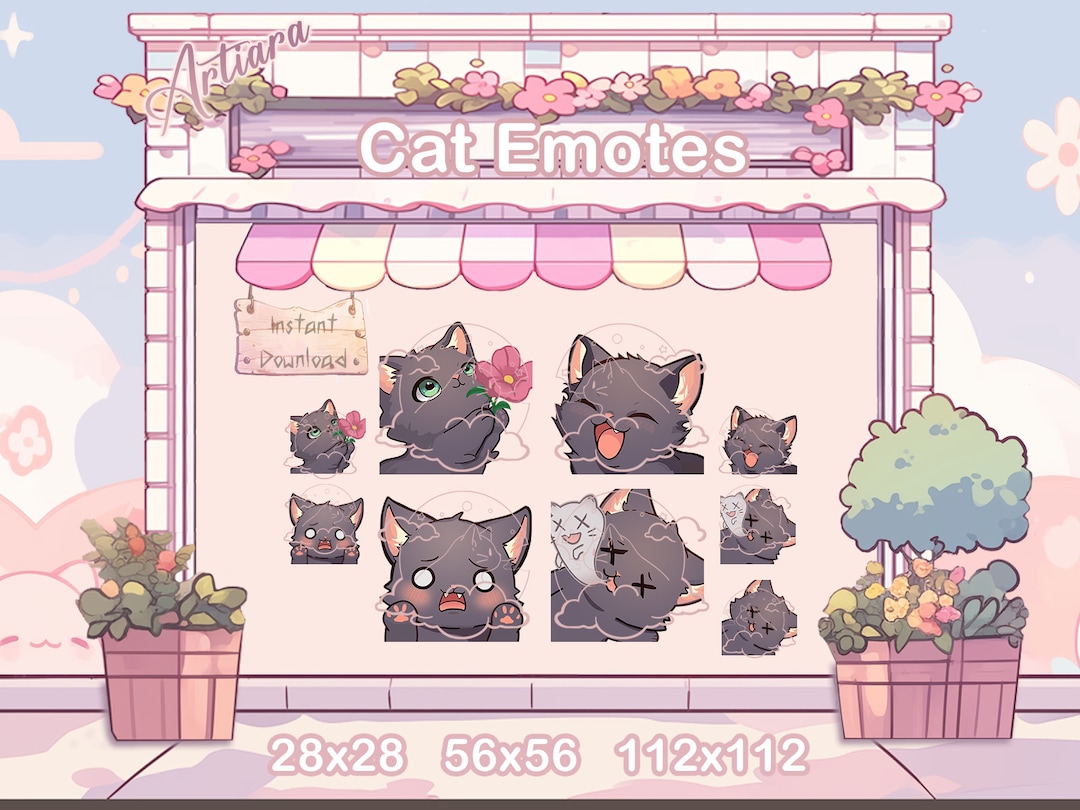 Four 4 Grey Cat Emotes for Streamers / 1 Animated / Cat Emote Package ...