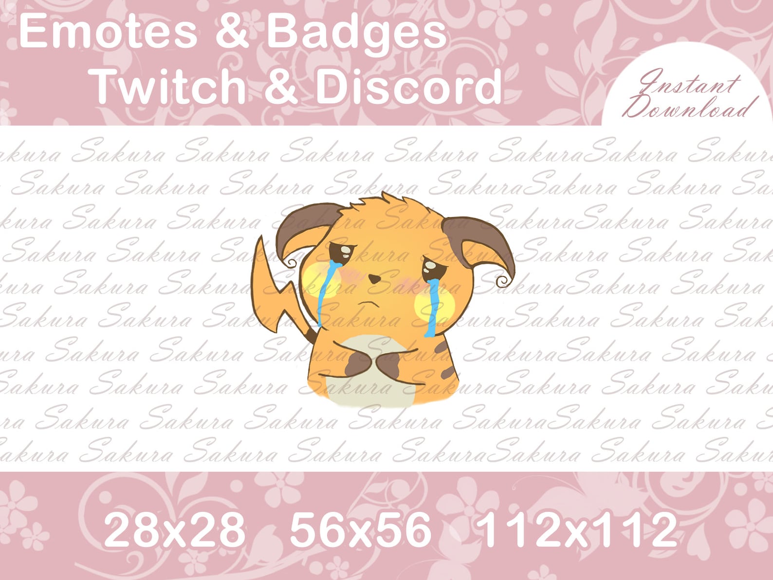 Twitch & Discord Emote Raichu Cry Sad Pokemon - Etsy